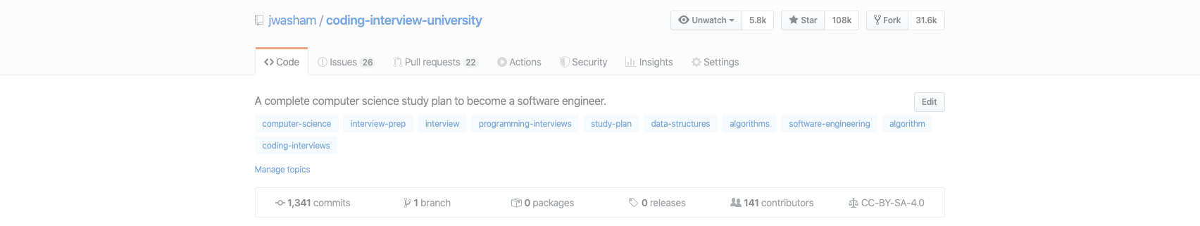 Coding Interview University Hit the Github Top 10